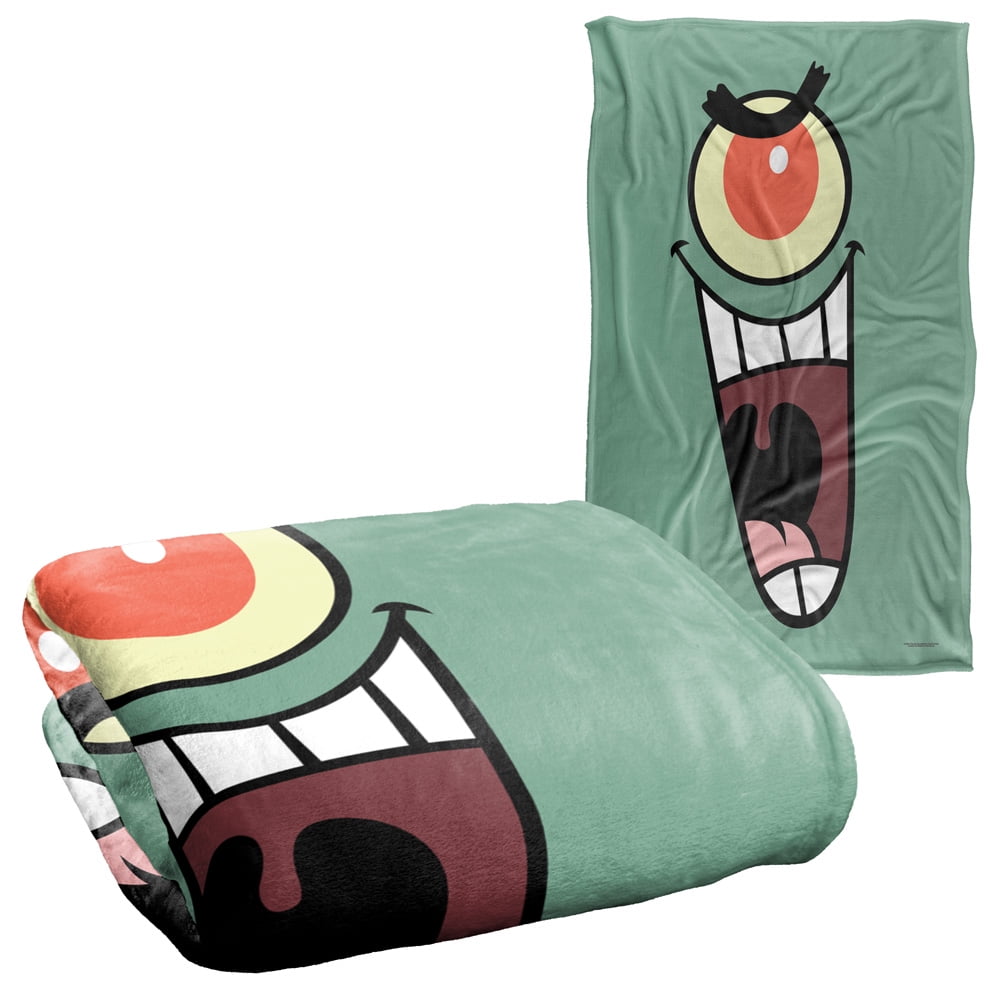 Spongebob Blanket, 36"x58" Plankton Face Silky Touch Super Soft Throw ...