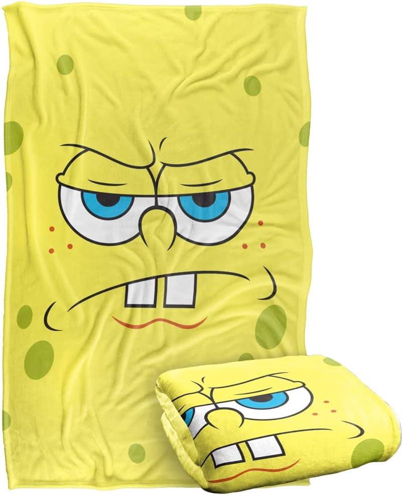 Spongebob Blanket, 36"x58" Spongebob Goofy Smile Face Silky Touch Super ...