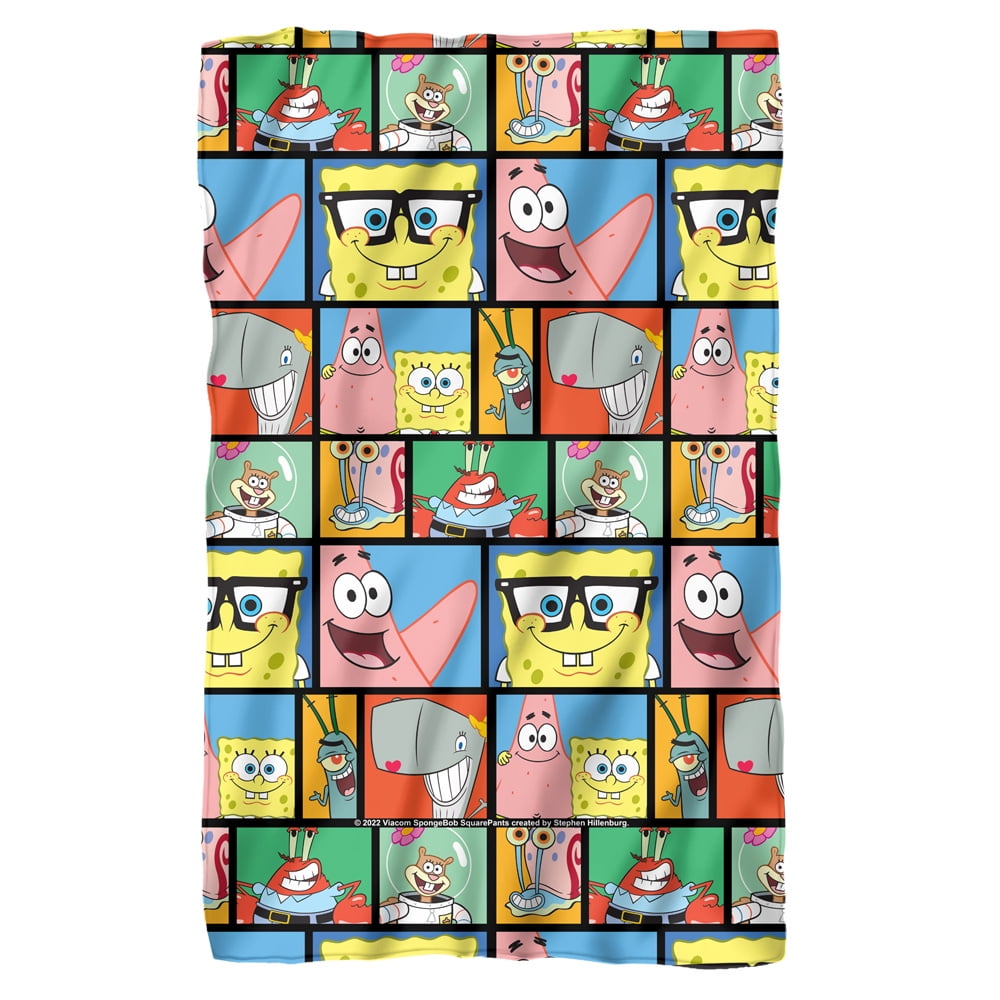 Spongebob Soft Throw Kids Bed Blanket, 36"x58" Tile Pattern Fleece ...