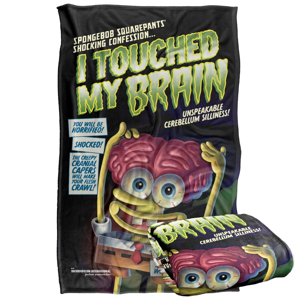 Spongebob Blanket, 36'x58' Touched My Brain Silky Touch Super Soft ...