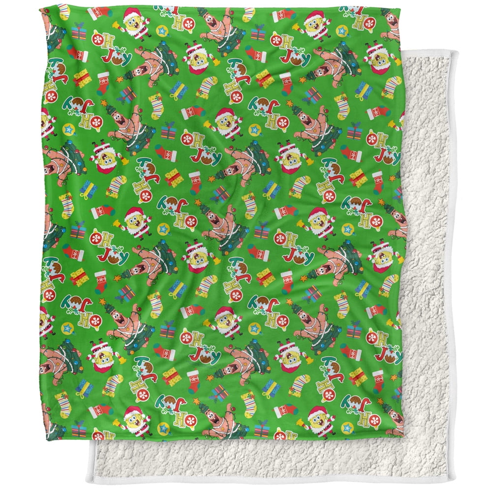 Spongebob Blanket, 50'x60' Christmas Pattern Silky Touch Sherpa Back ...