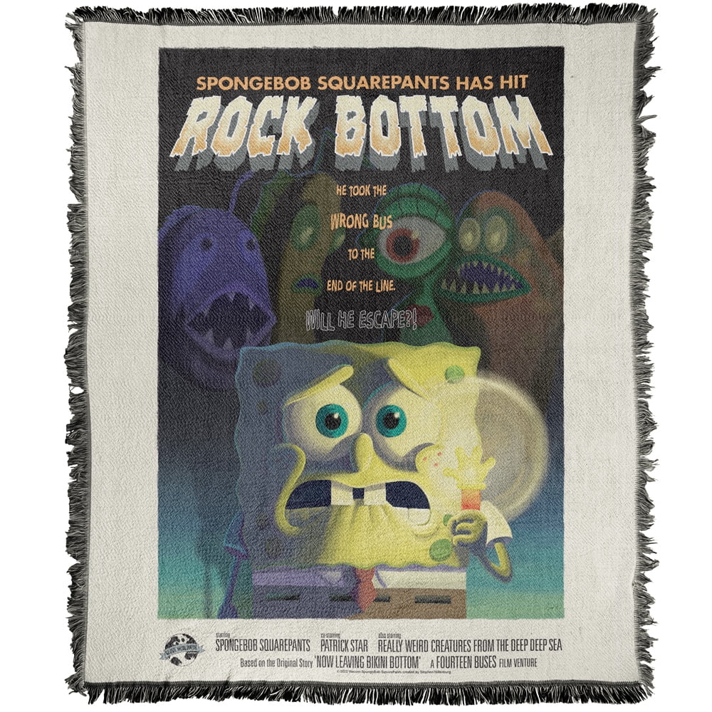 Spongebob Blanket, 50'x60' Rock Bottom Woven Tapestry Cotton Blend ...