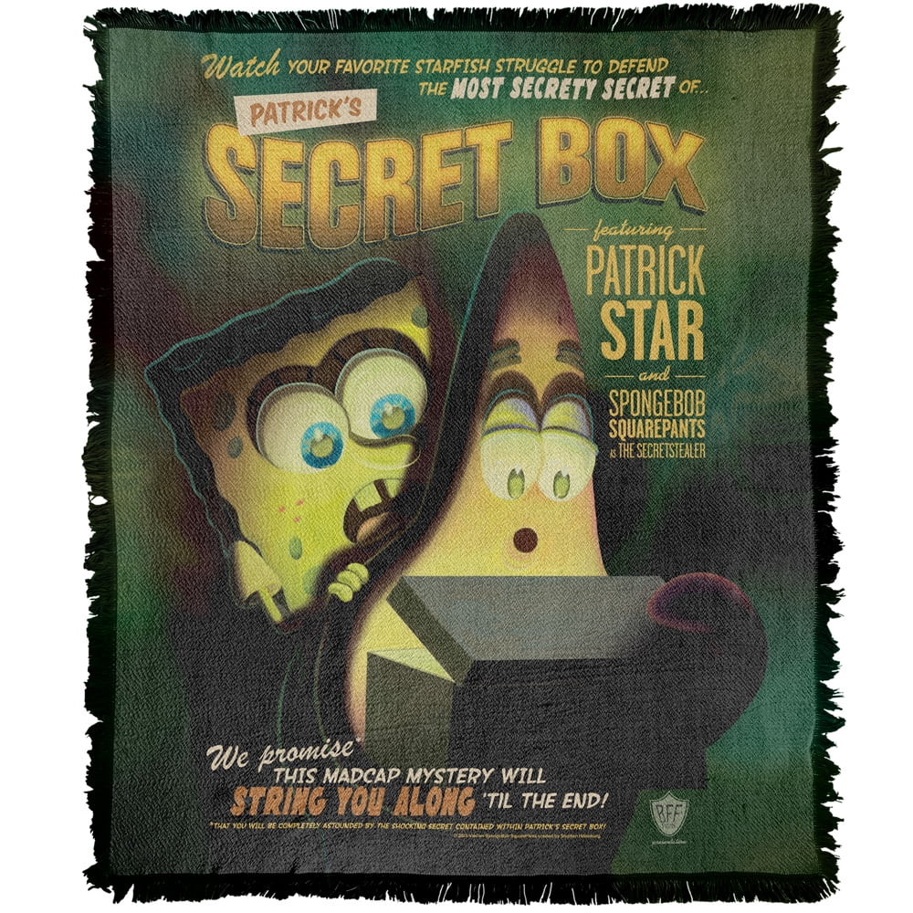 Spongebob Blanket, 50'x60' Secret Box Woven Tapestry Cotton Blend ...