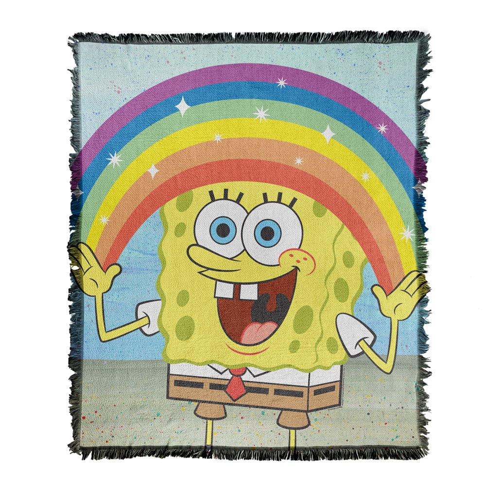 Spongebob Blanket, 50"x60" Spongebob Rainbow Woven Tapestry Cotton ...