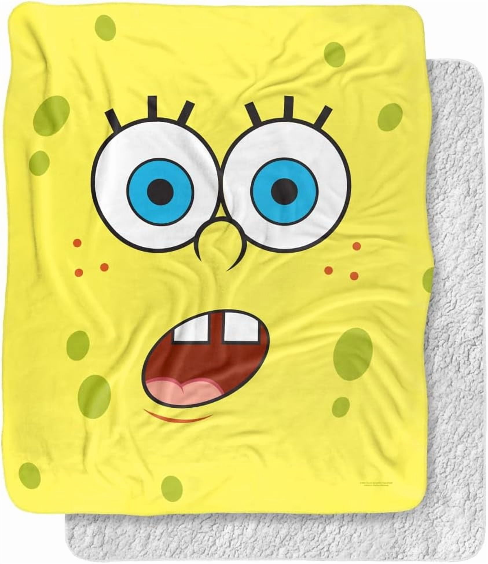 Spongebob Blanket, 50"x60" Spongebob Winking Face Silky Touch Sherpa ...