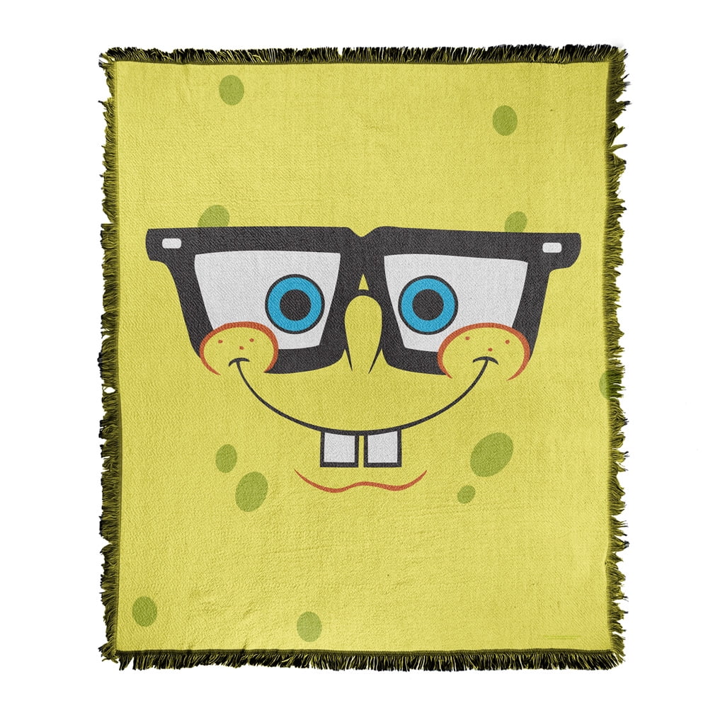 Spongebob Blanket, 50"x60" Spongebob Winking Face Woven Tapestry Cotton ...