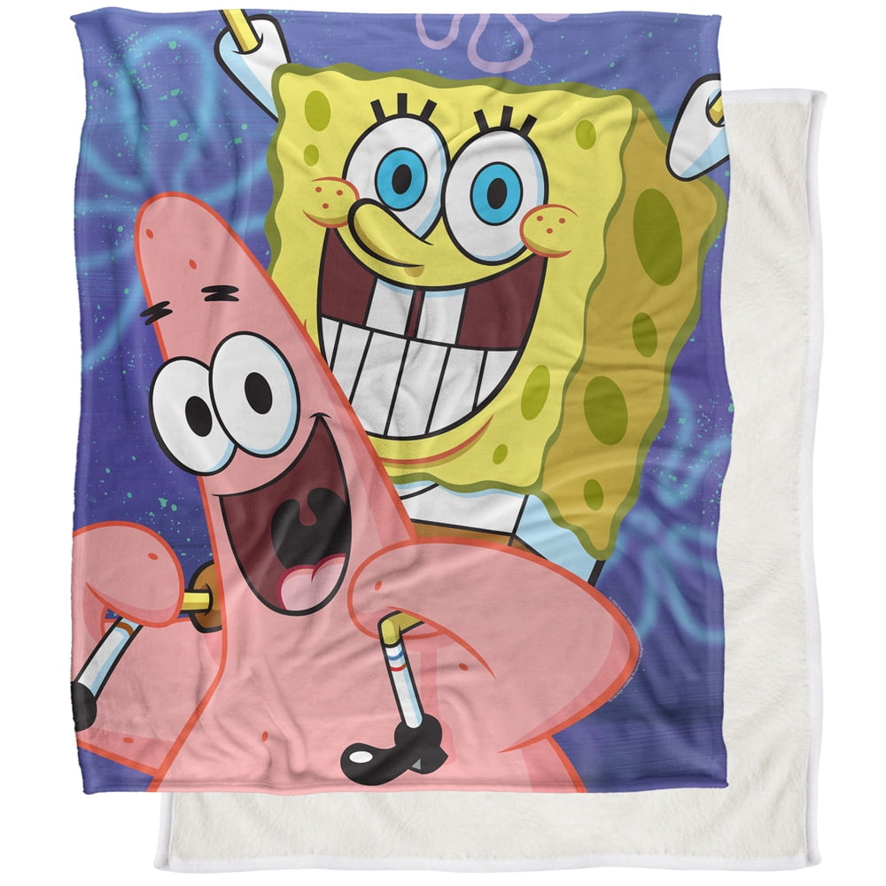 Spongebob Blanket, 50"x60" Spongebob and Patrick Cropped Silky Touch ...