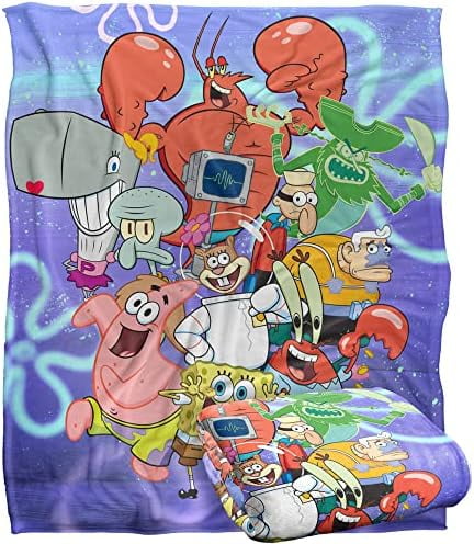 Spongebob Blanket, 60"x80" Spongebob Character Group Silky Touch Super ...