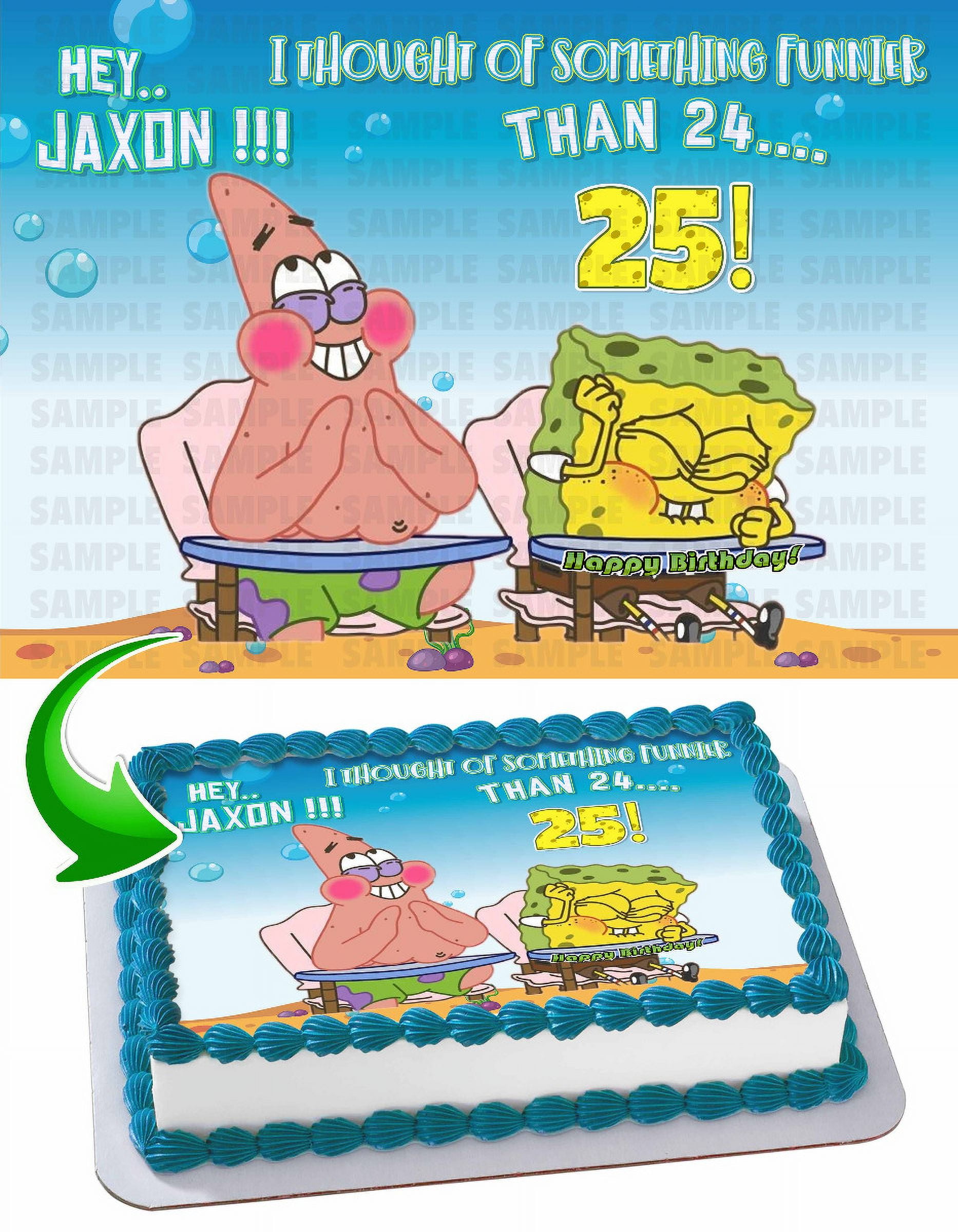 Spongebob Edible Meme Image Cake Topper Personalized Birthday Sheet 1/4 ...