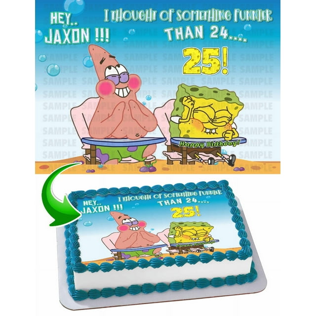 Spongebob Edible Meme Image Cake Topper Personalized Birthday Sheet 1/4 ...