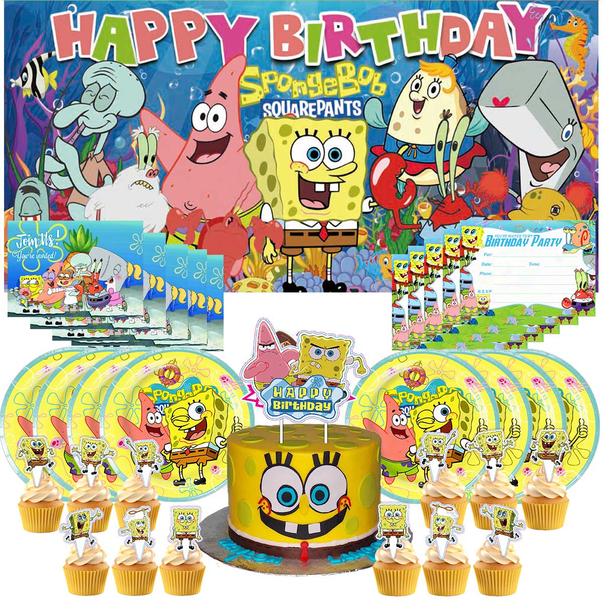 Spongebob Invite Invitation Cards Party Supplies Decor Decorations ...