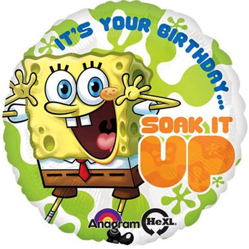 Spongebob It's Your Birthday Soak it up Foil / Mylar Balloon 18" ( Each ...