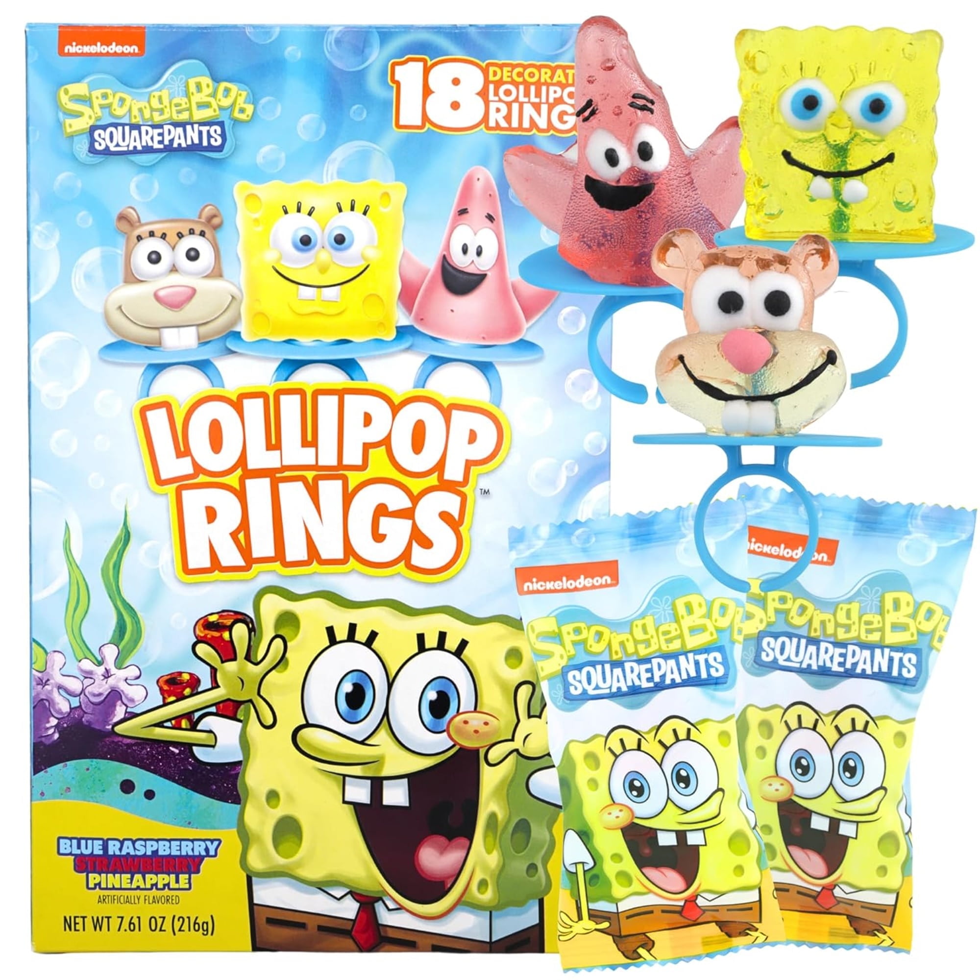 Spongebob Kids Pops, Lollipop Rings, Birthday Party Candy Suckers, 18 ...