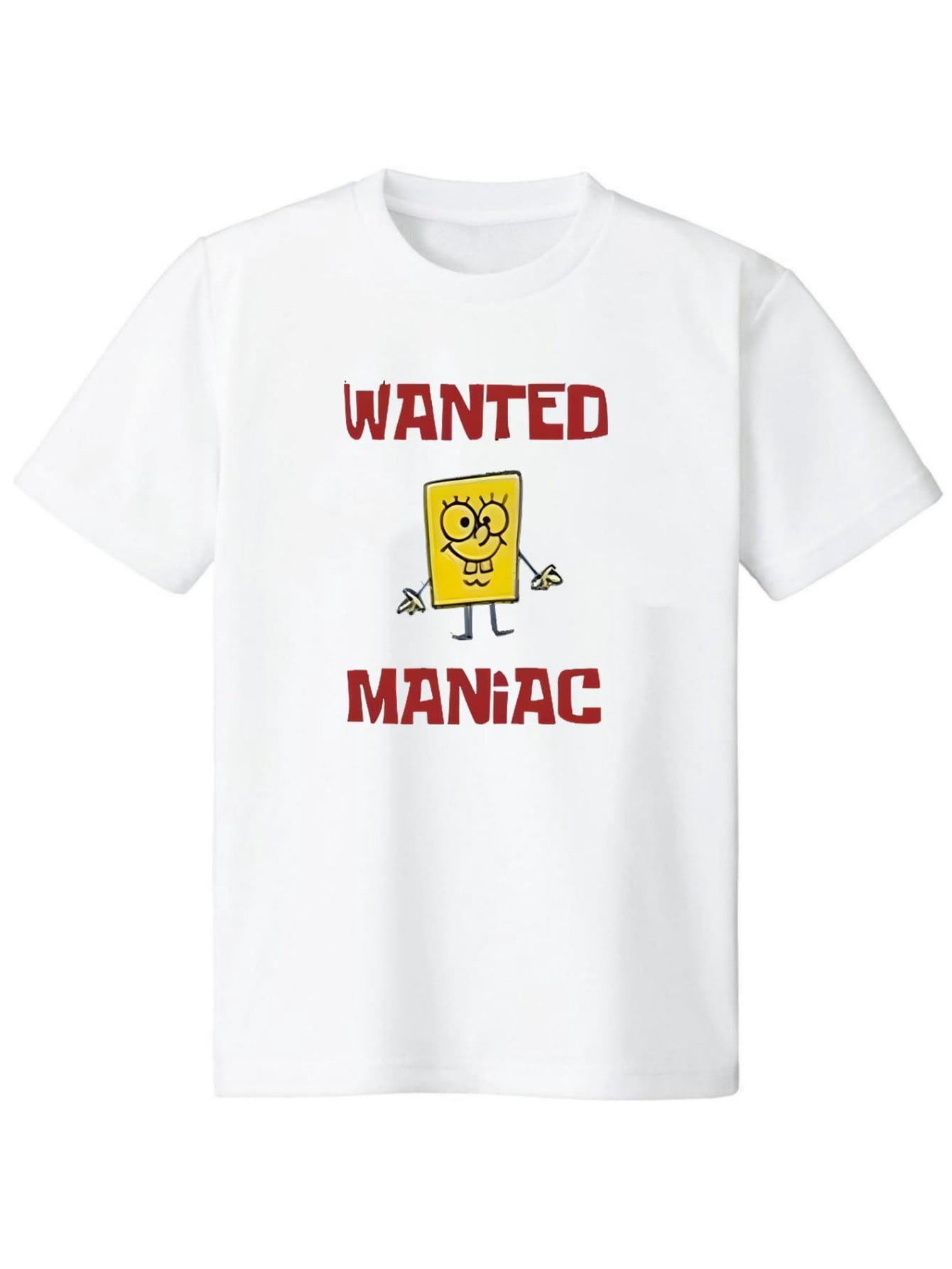 Spongebob Meme Wanted Maniac Shirt, Cartoon Funny Shirt Classic Cotton ...