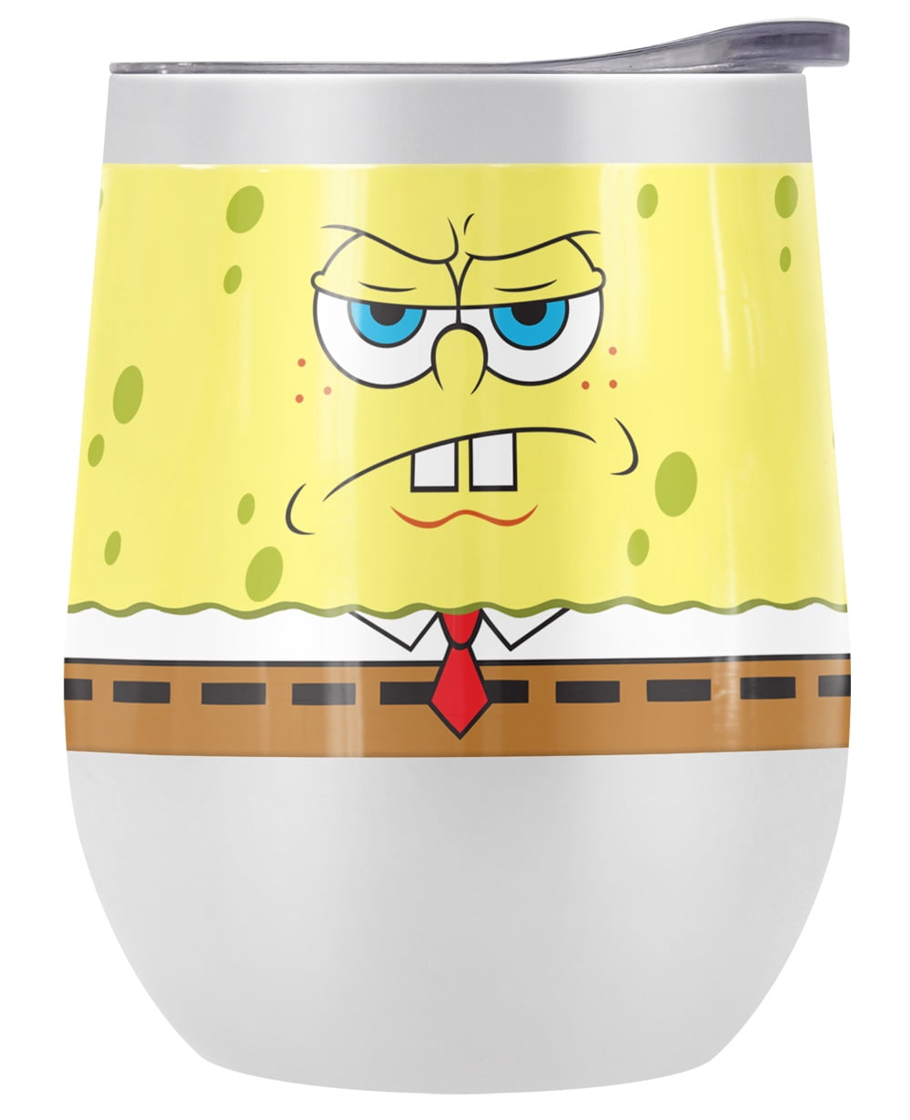 Spongebob Official Sponge Face 12 oz Stemless Tumbler, Stainless Steel ...