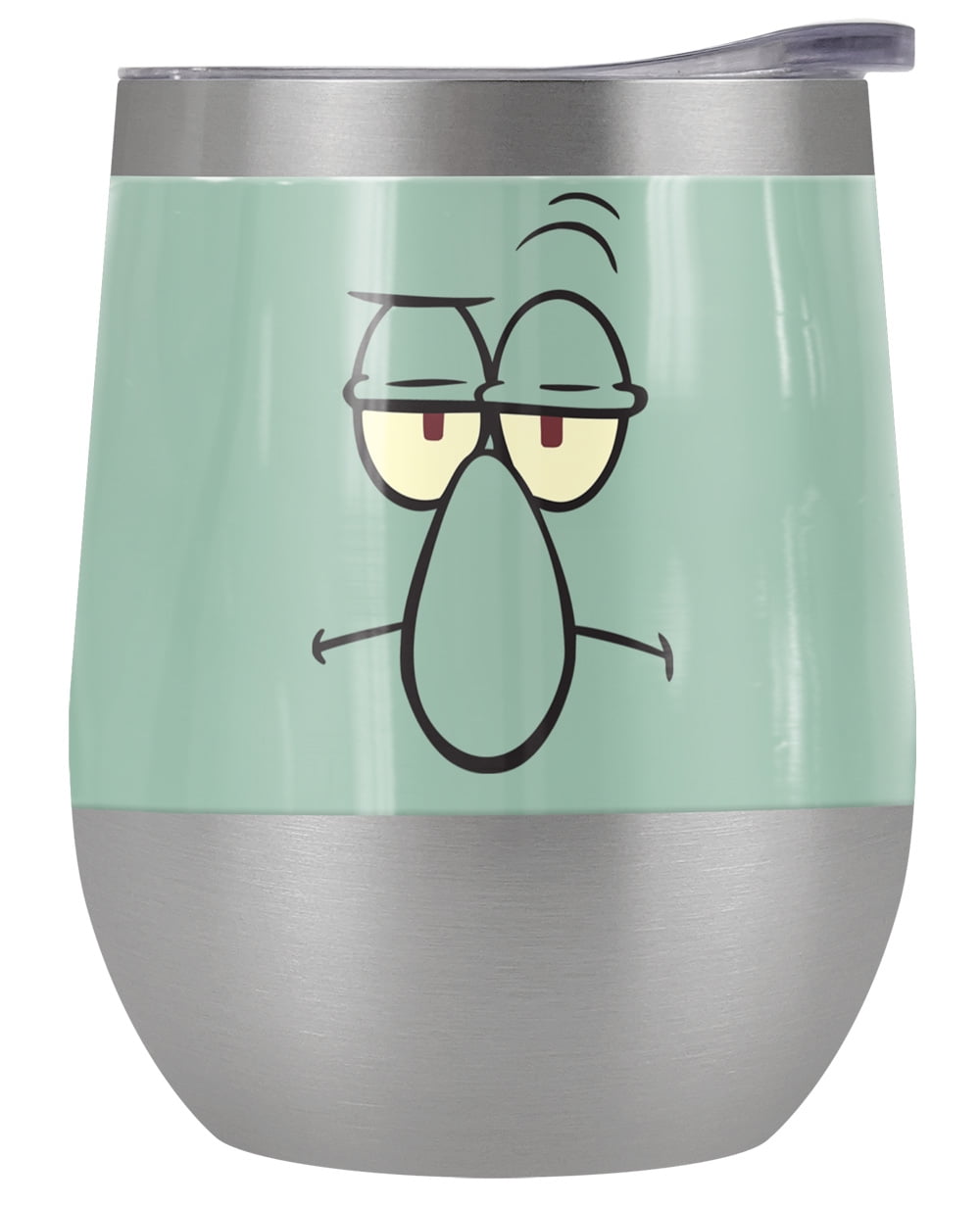Spongebob Official Squidward Angry Face 12 oz Stemless Tumbler ...