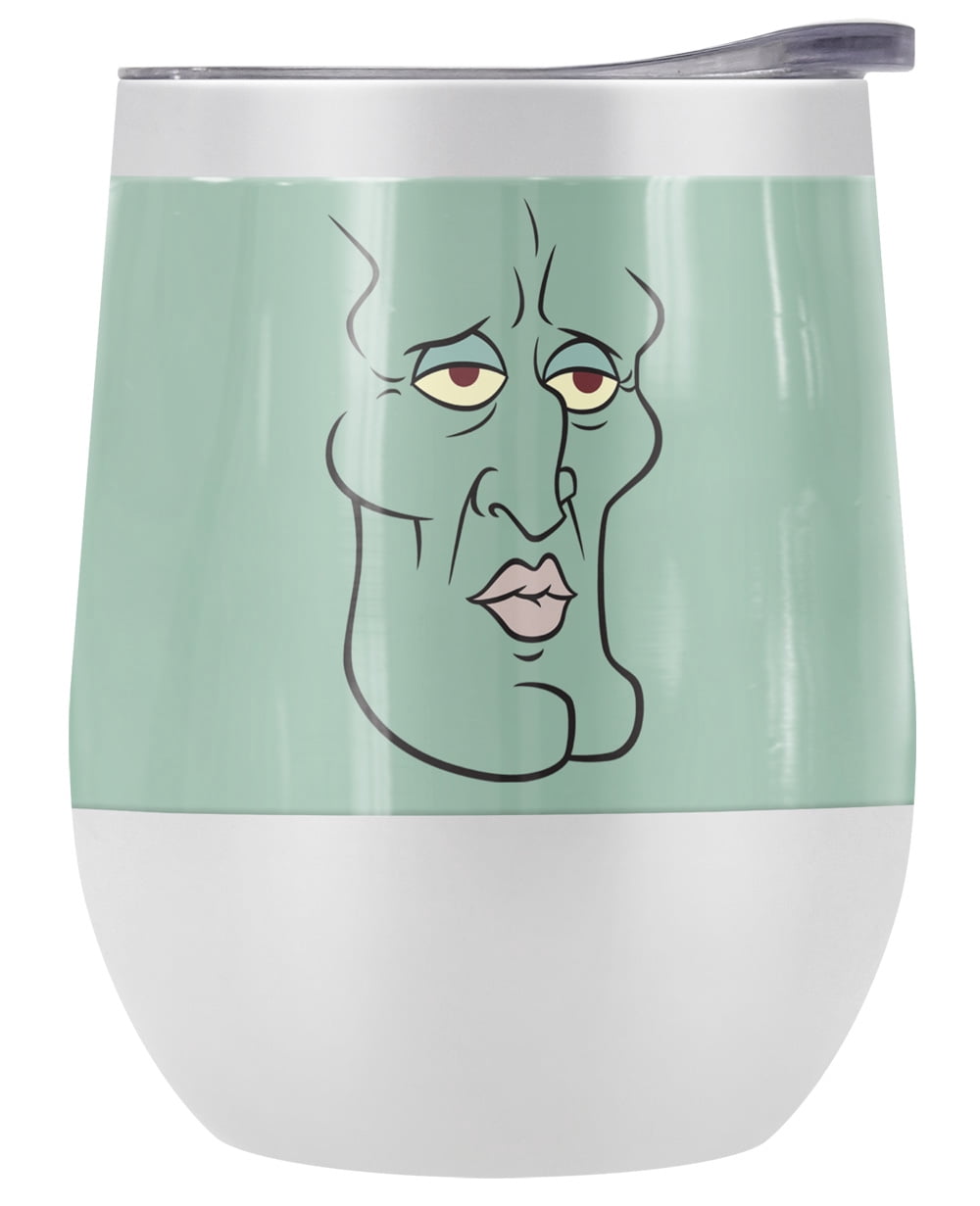 Spongebob Official Squidward Handsome Face 12 oz Stemless Tumbler ...