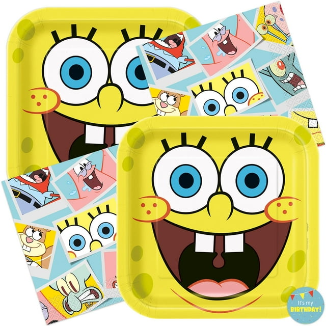 Spongebob Party Supplies & Decorations - Plates (16), Napkins (16 ...