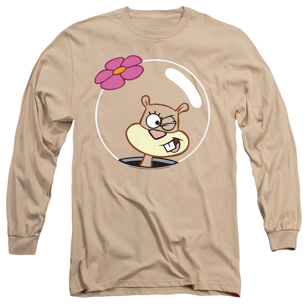 Spongebob Sandy Wink Face Unisex Adult Long-Sleeve T Shirt (Large) Sand ...