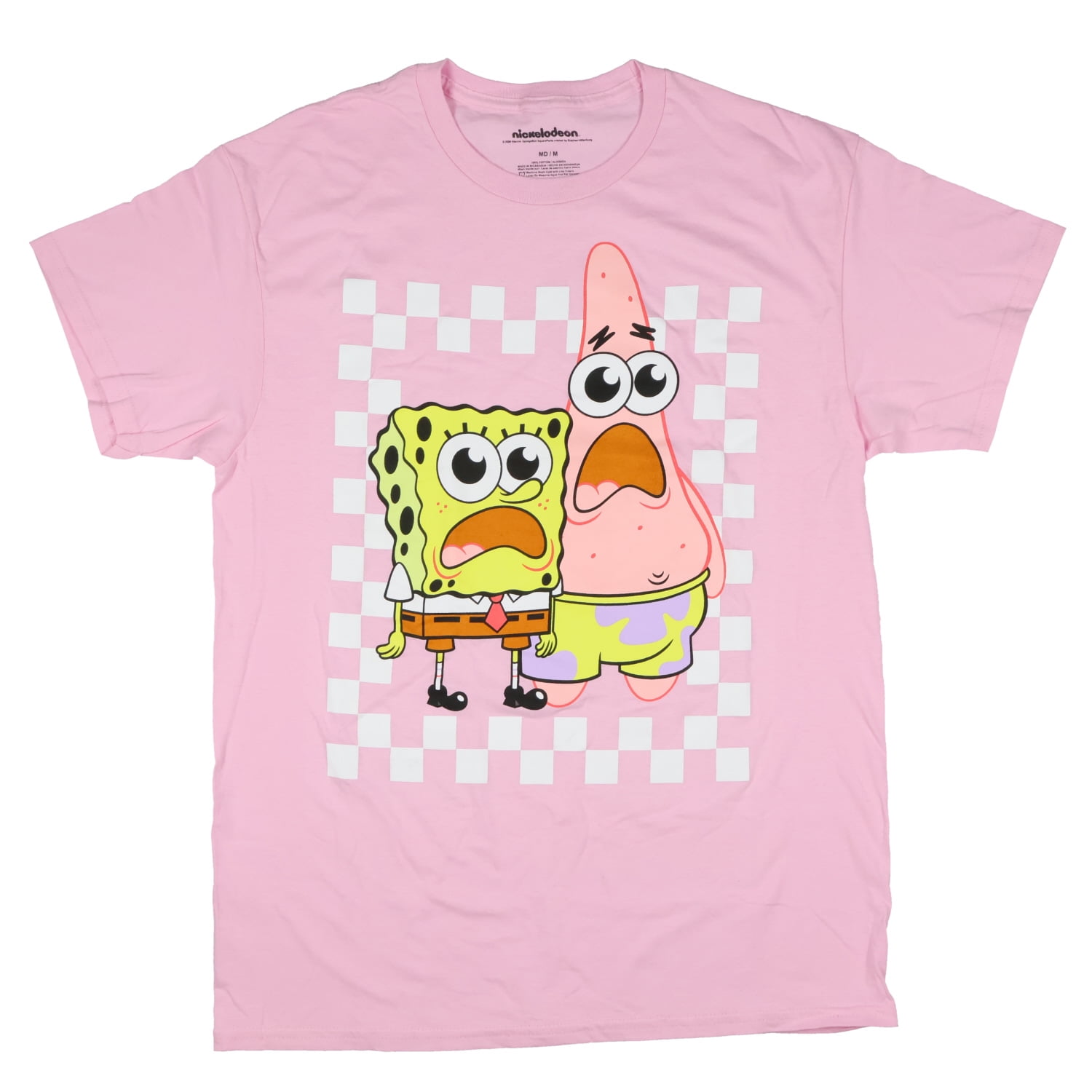 Spongebob Shirt Mens Suprised faces Checkered Print Adult Short Sleeve ...