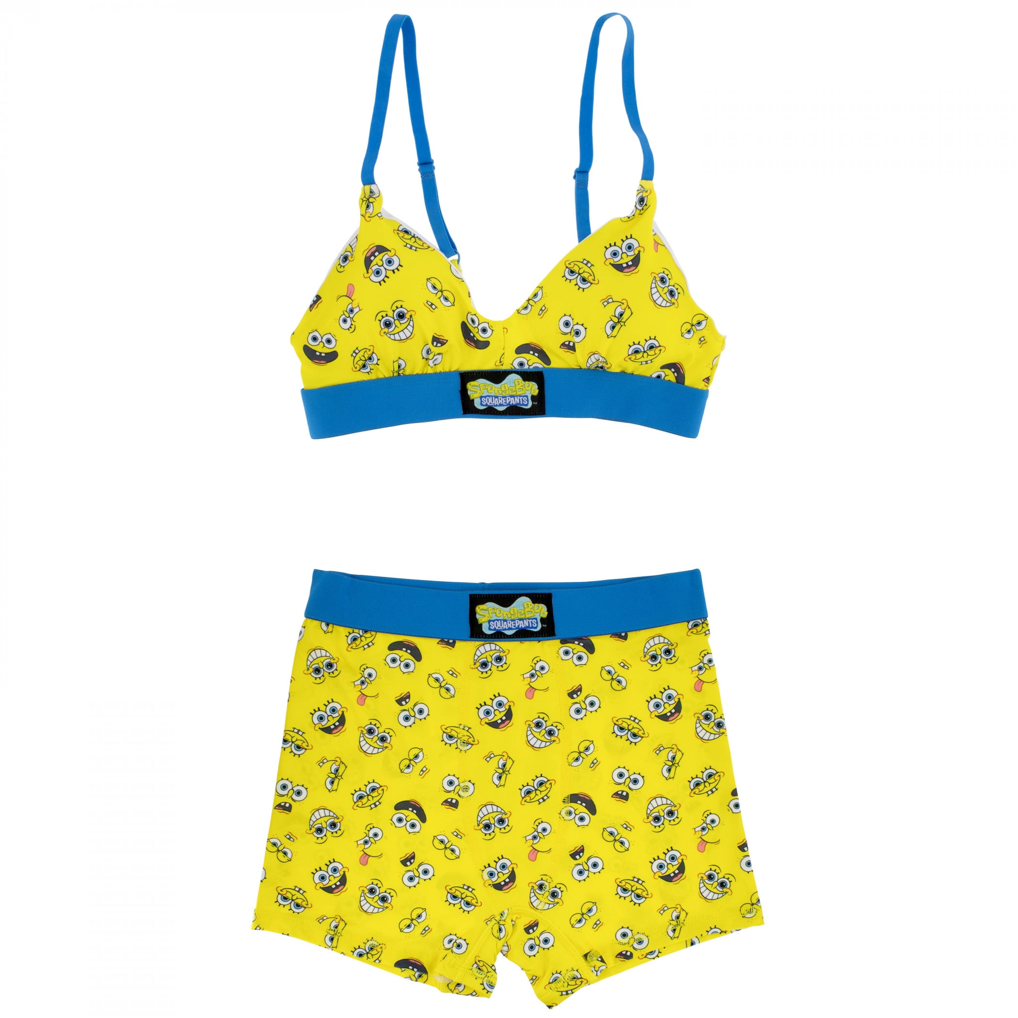 Spongebob Silly Faces Plate Bra and Boy Short Panty Set-Large - Walmart.com