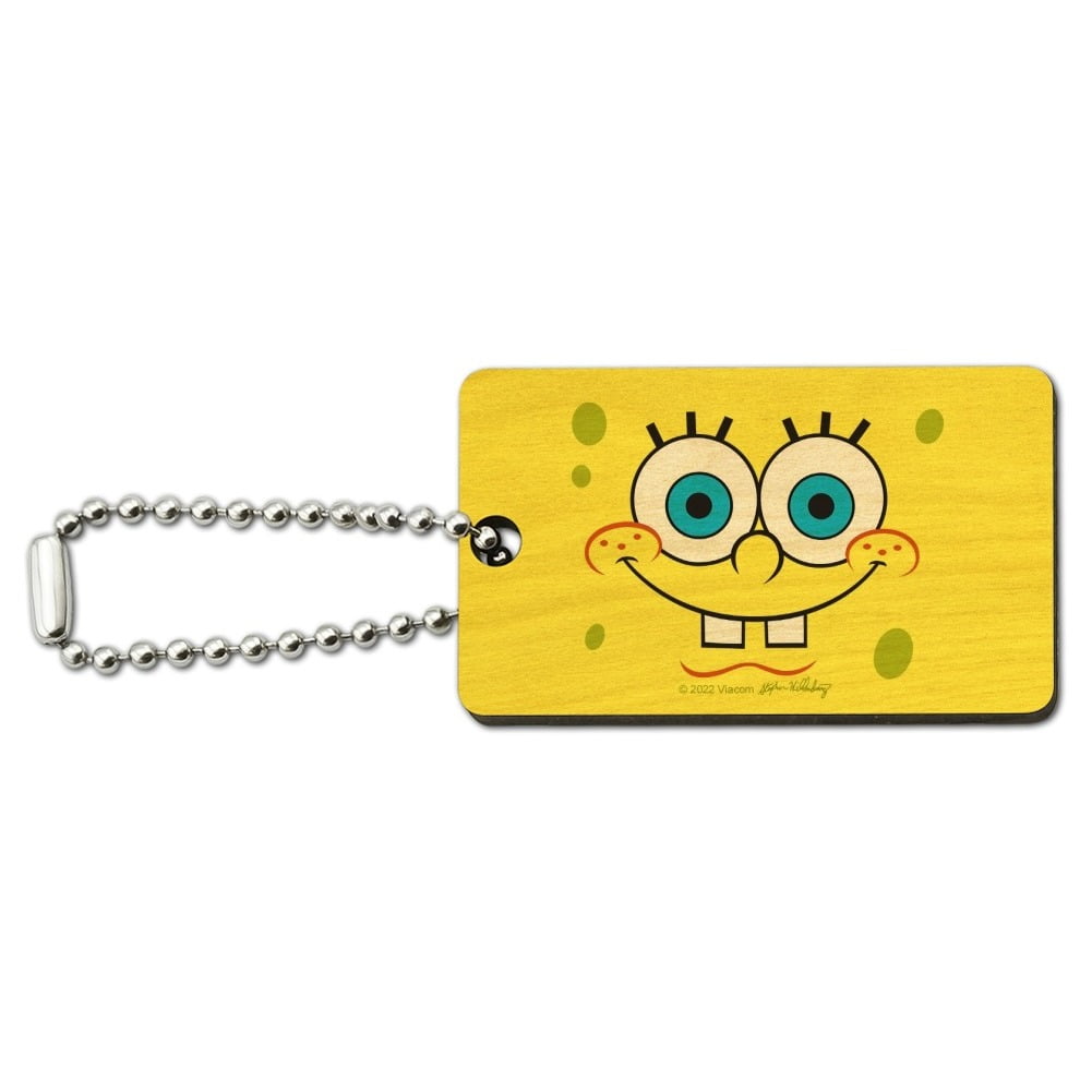 Spongebob Smiling Face Wood Wooden Rectangle Keychain Key Ring ...