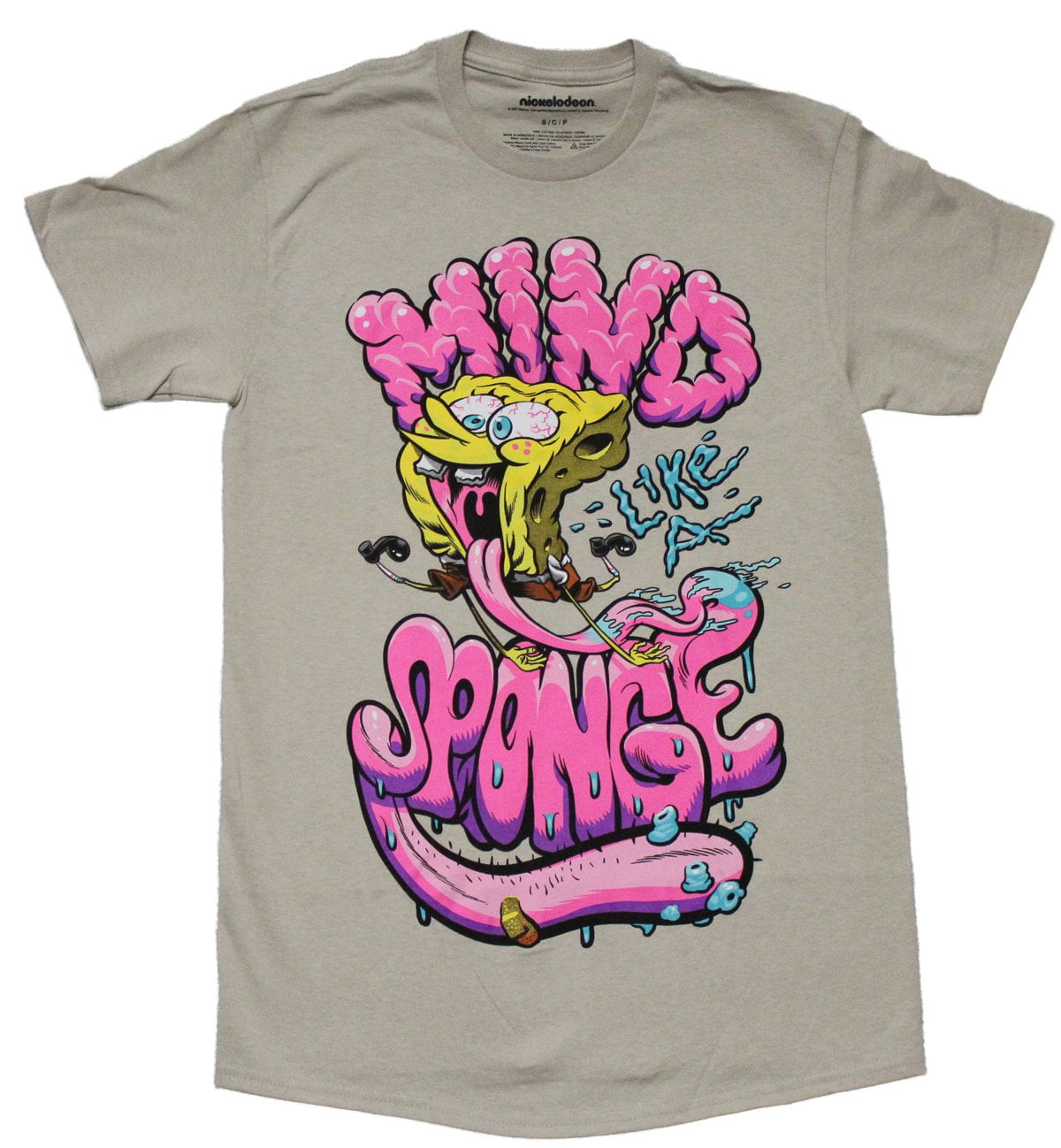 Spongebob Sqaurepants Mens T-Shirt - Like A Mind Sponge (Large ...
