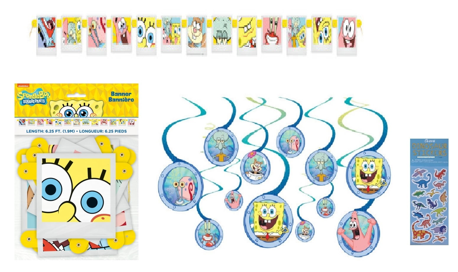 Spongebob SquarePant Birthday Party Decor Bundle with 12 Hanging Swirls ...