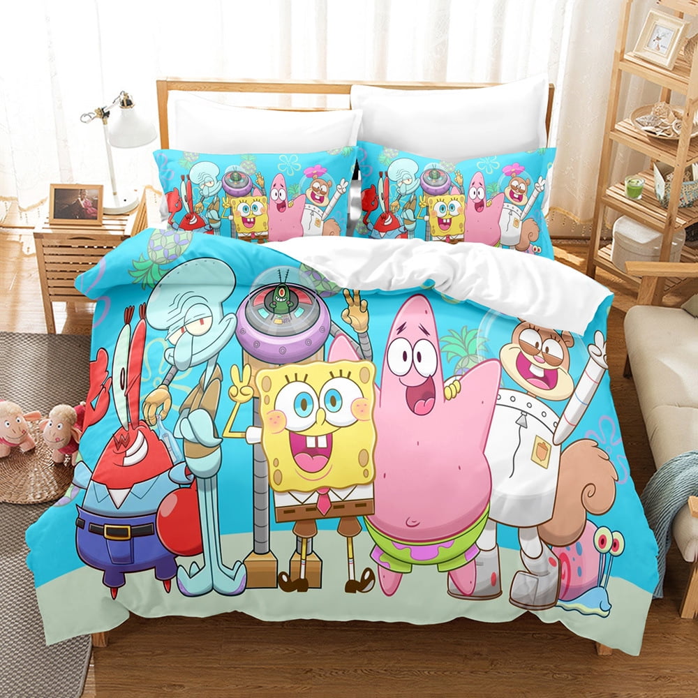 Spongebob SquarePants quilt covers, three-piece cartoon printed bedding ...