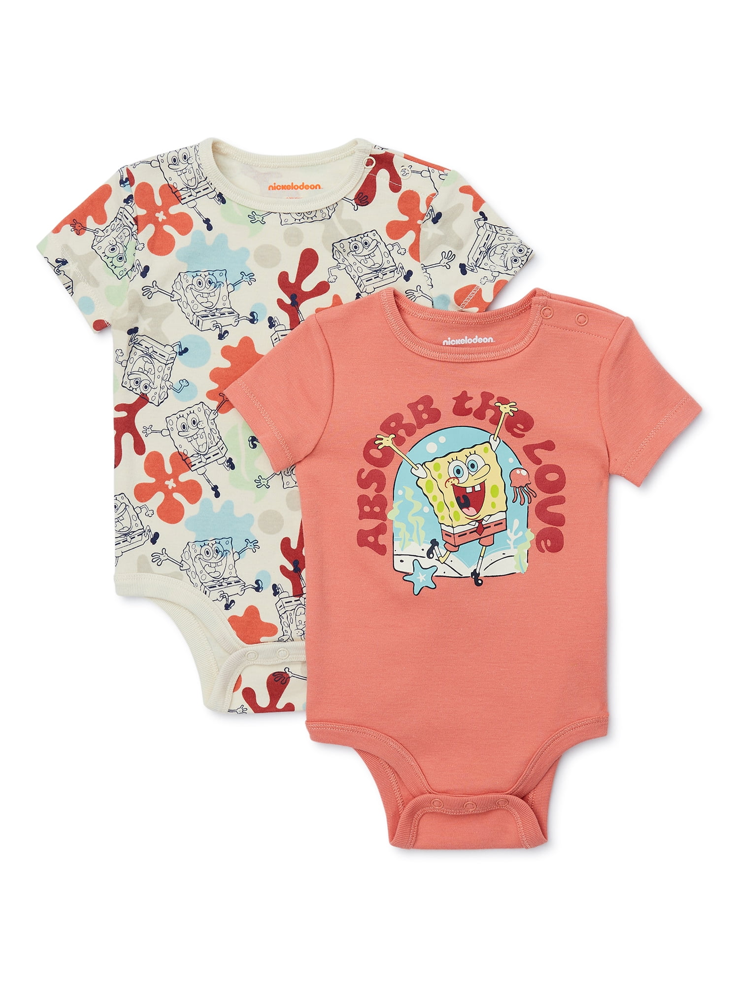 Spongebob Squarepants Bodysuits, 2-Pack, Sizes 0-3 Months - 24 Months ...