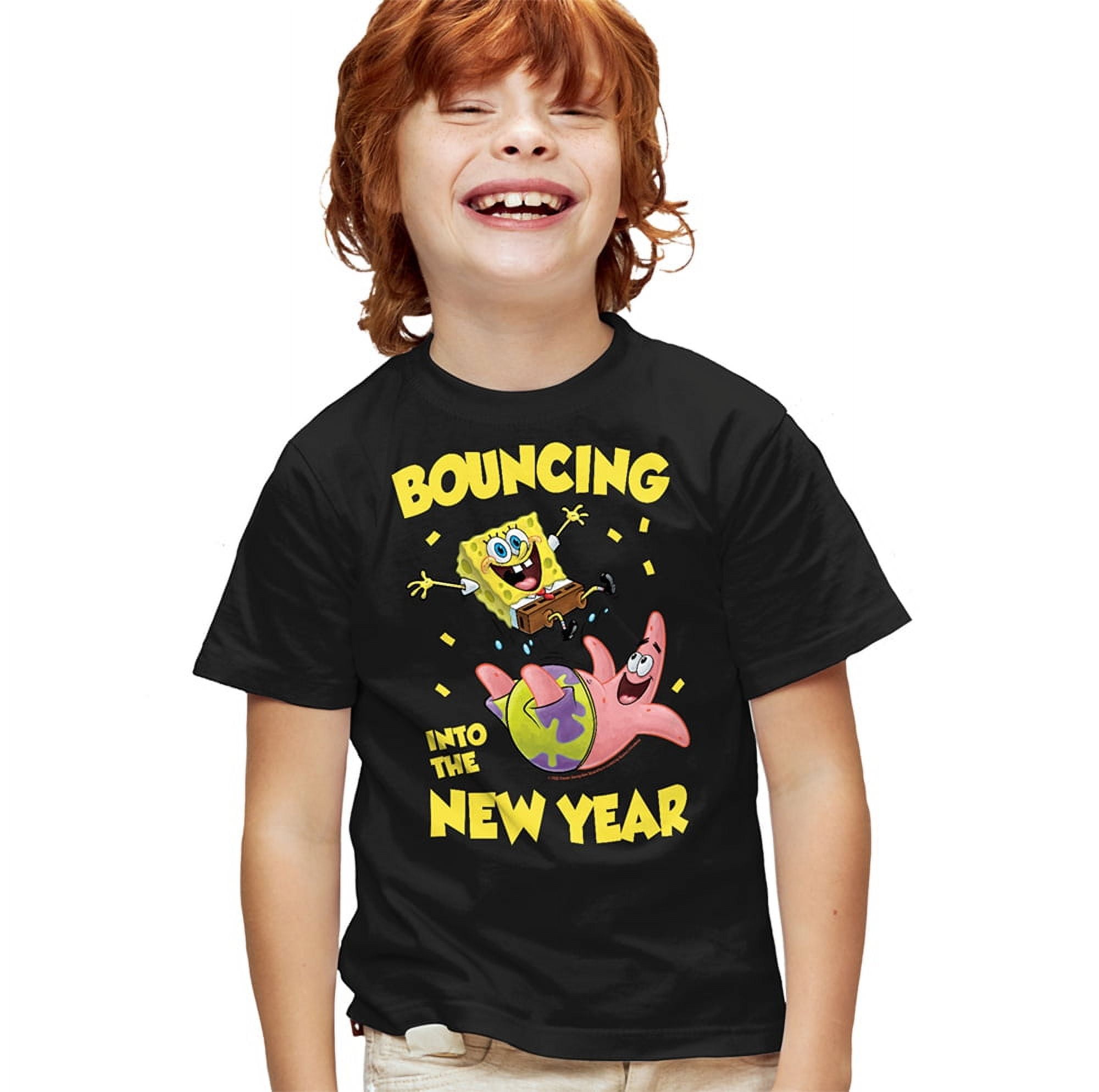 Spongebob Squarepants Bouncing Into the New Year Kids T Shirt for Youth Toddler Boys and Girls ...