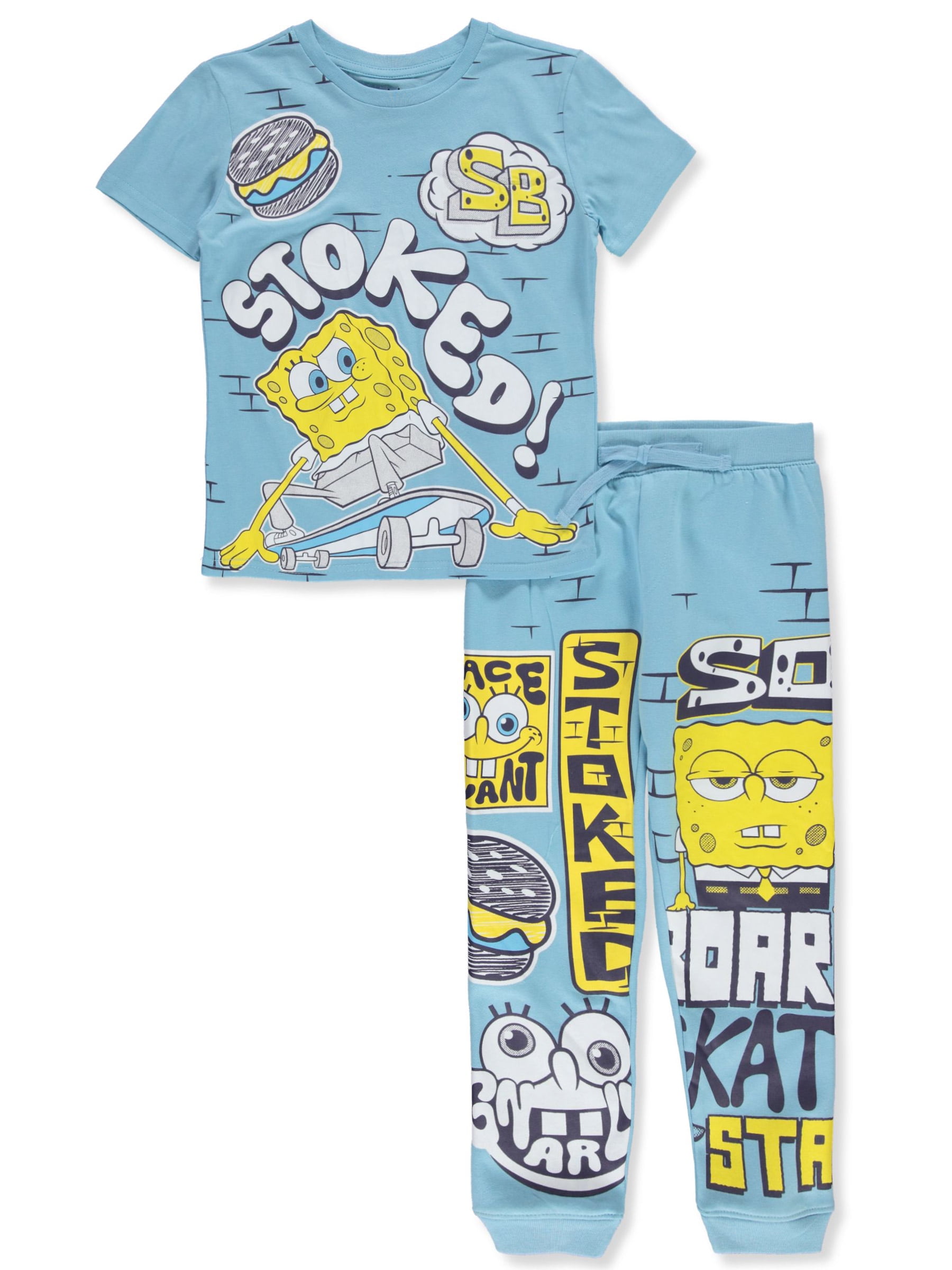 Spongebob Squarepants Boys' 2-Piece Joggers Set Outfit - blue, 4 - 5 ...