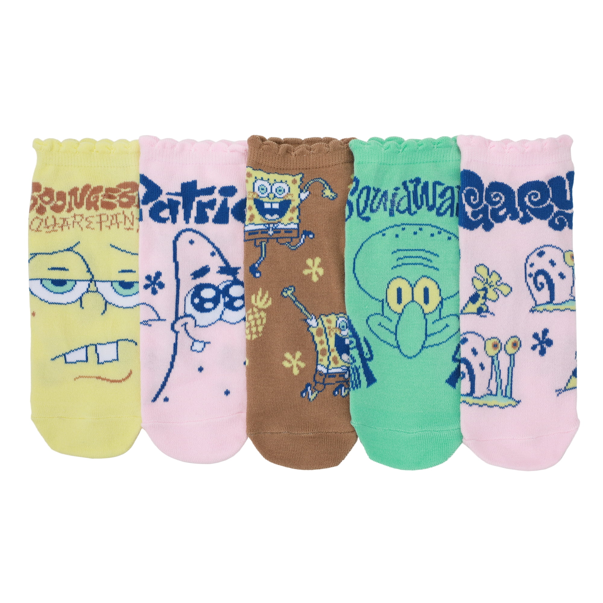Spongebob Squarepants Character Art Women's 5-Pair Ankle Socks - Walmart.com