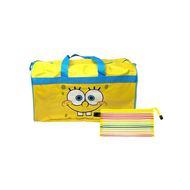 Spongebob Squarepants Duffel Bag Carry-On w/ Zipper Mesh Travel Pouch ...