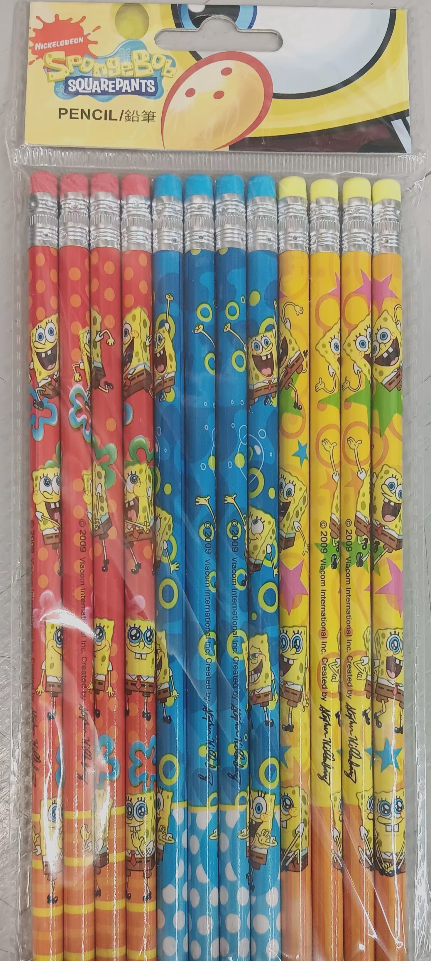 Spongebob Squarepants & Friends Yellow/Blue/Red Wooden Pencils Pack of ...