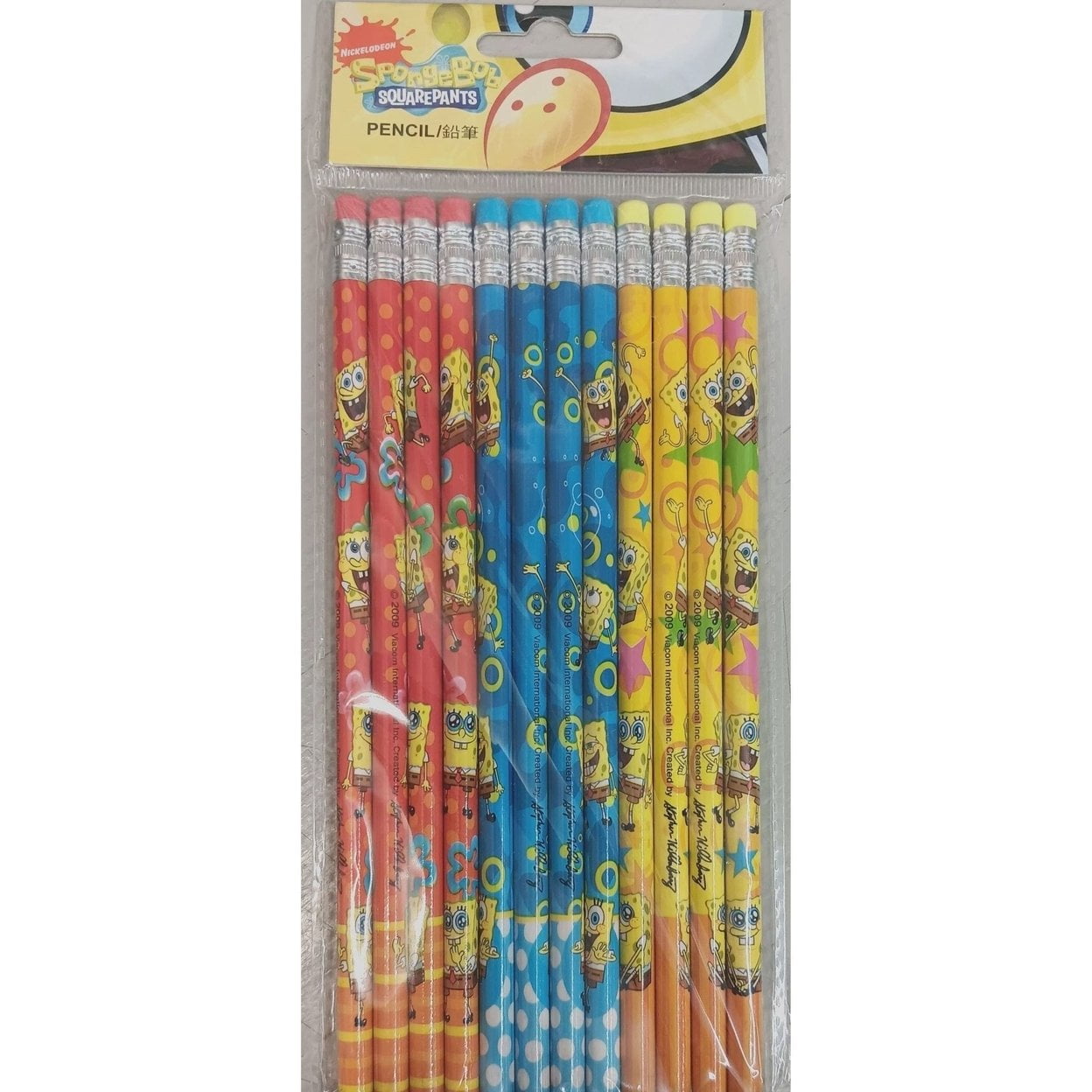 Spongebob Squarepants & Friends Yellow/Blue/Red Wooden Pencils Pack of ...