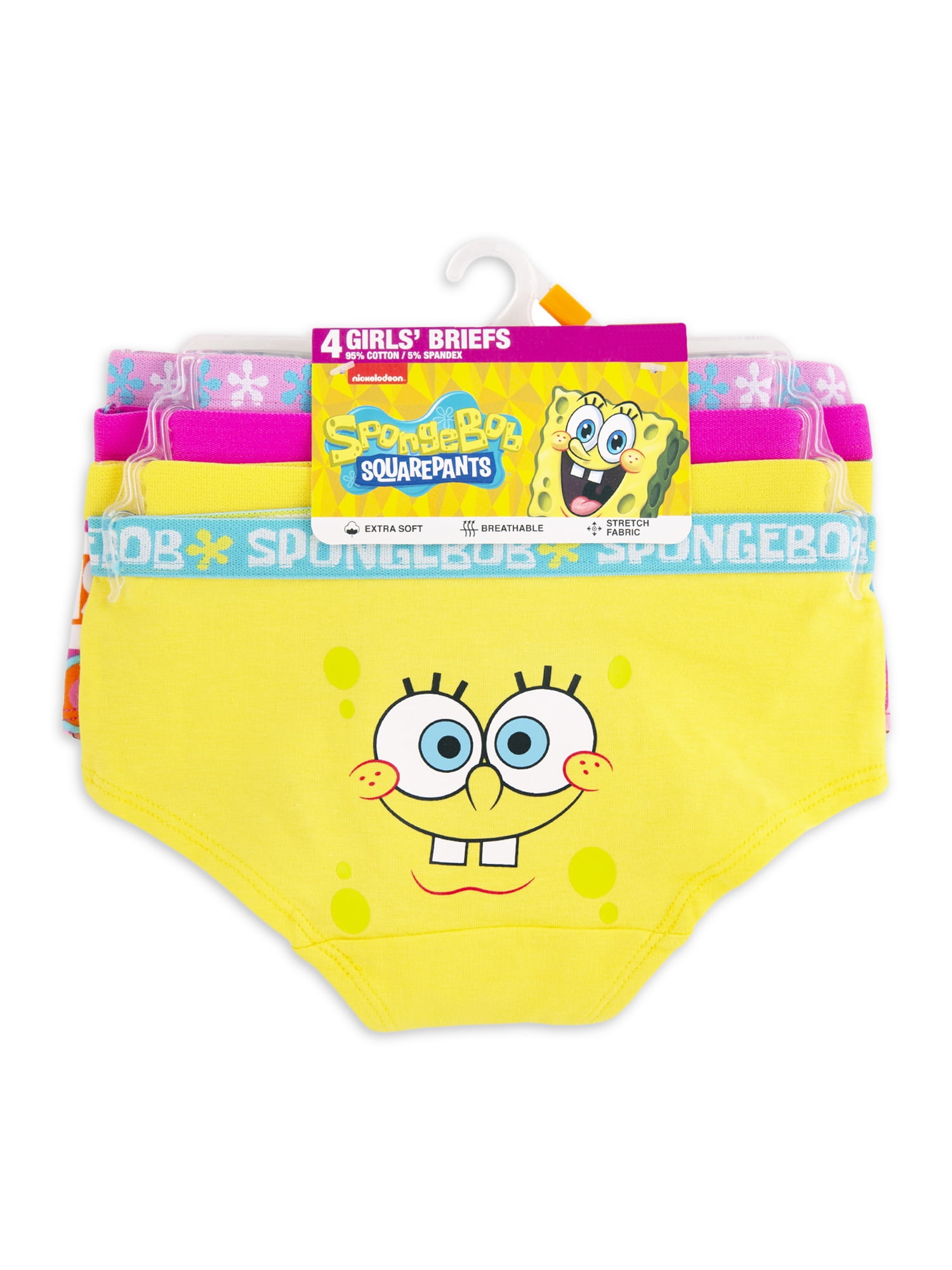 Spongebob Squarepants Girls Stretch Hipster Briefs Underwear, 4-Pack ...