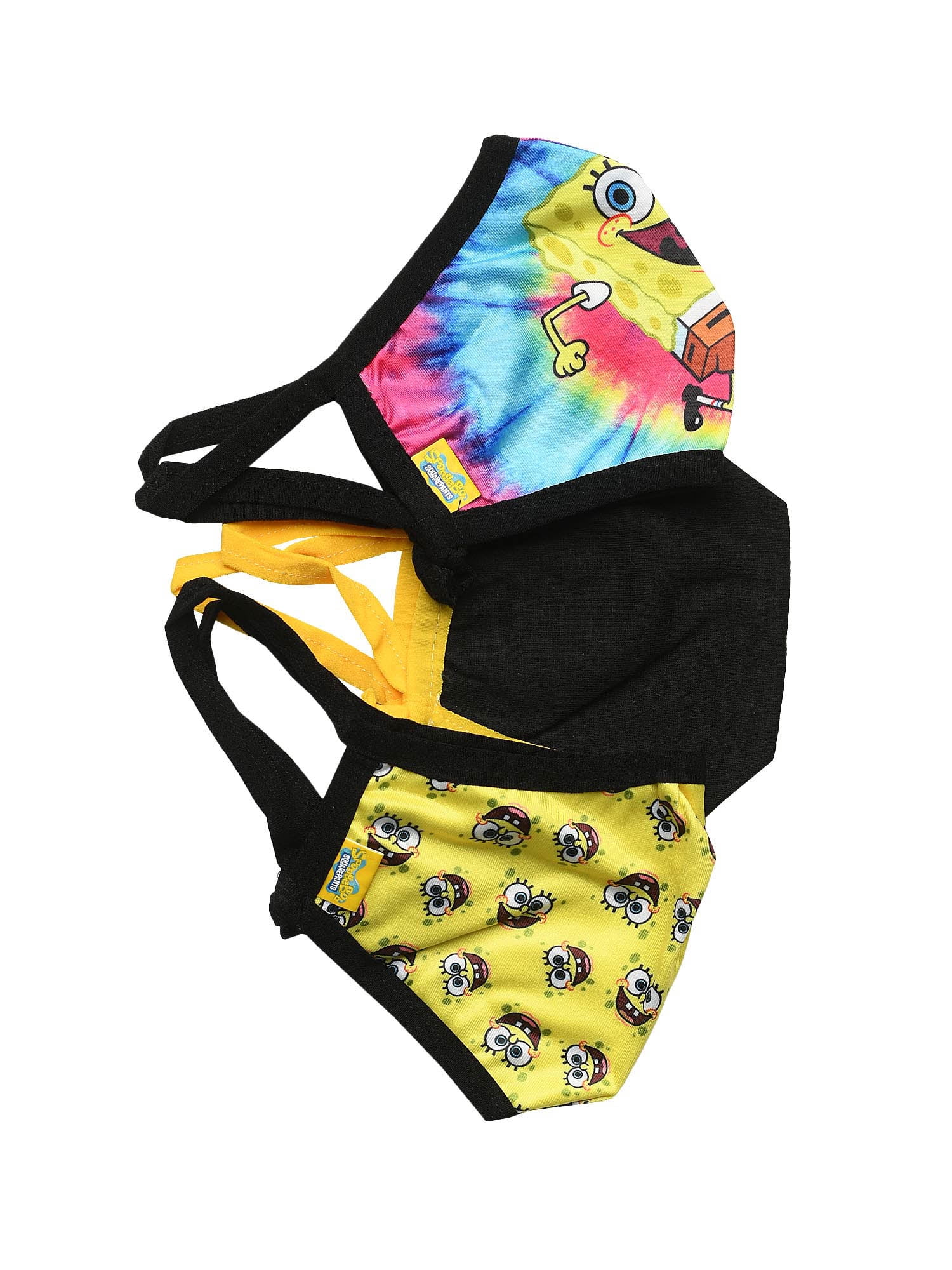 Spongebob Squarepants Kids 3 Pack Reusable Face Masks Tie-Dye Faces ...