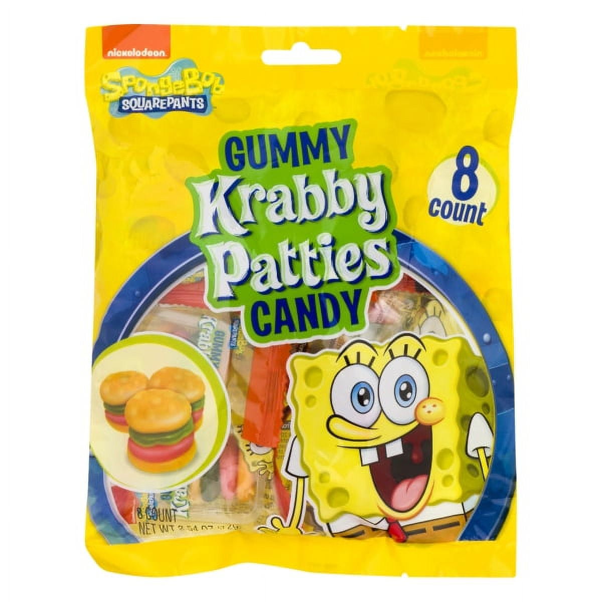 Spongebob Squarepants Krabby Patties Burger Gummy Candy, 8 Count ...