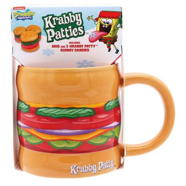 Spongebob Squarepants Krabby Patties Mug With 3 Krabby Patty Gummy