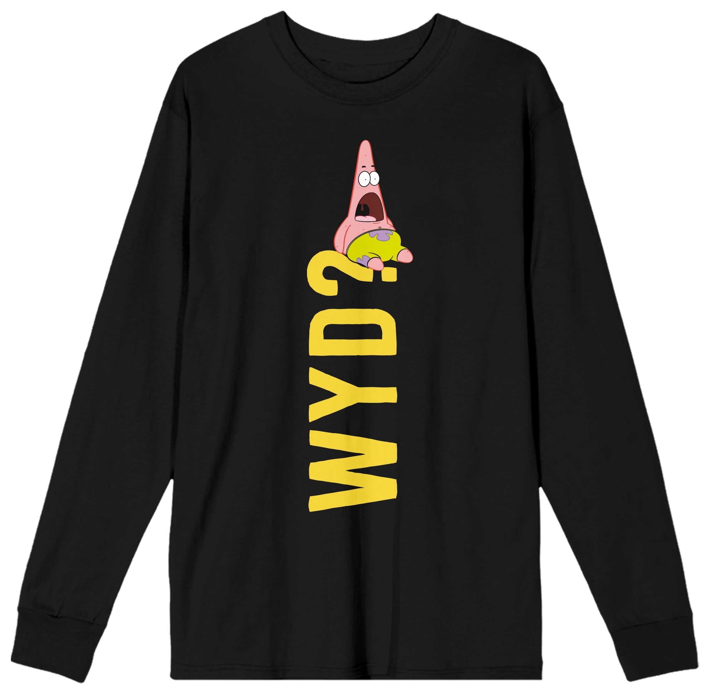Spongebob Squarepants Patrick Star WYD? Mens Black Graphic Long Sleeve ...