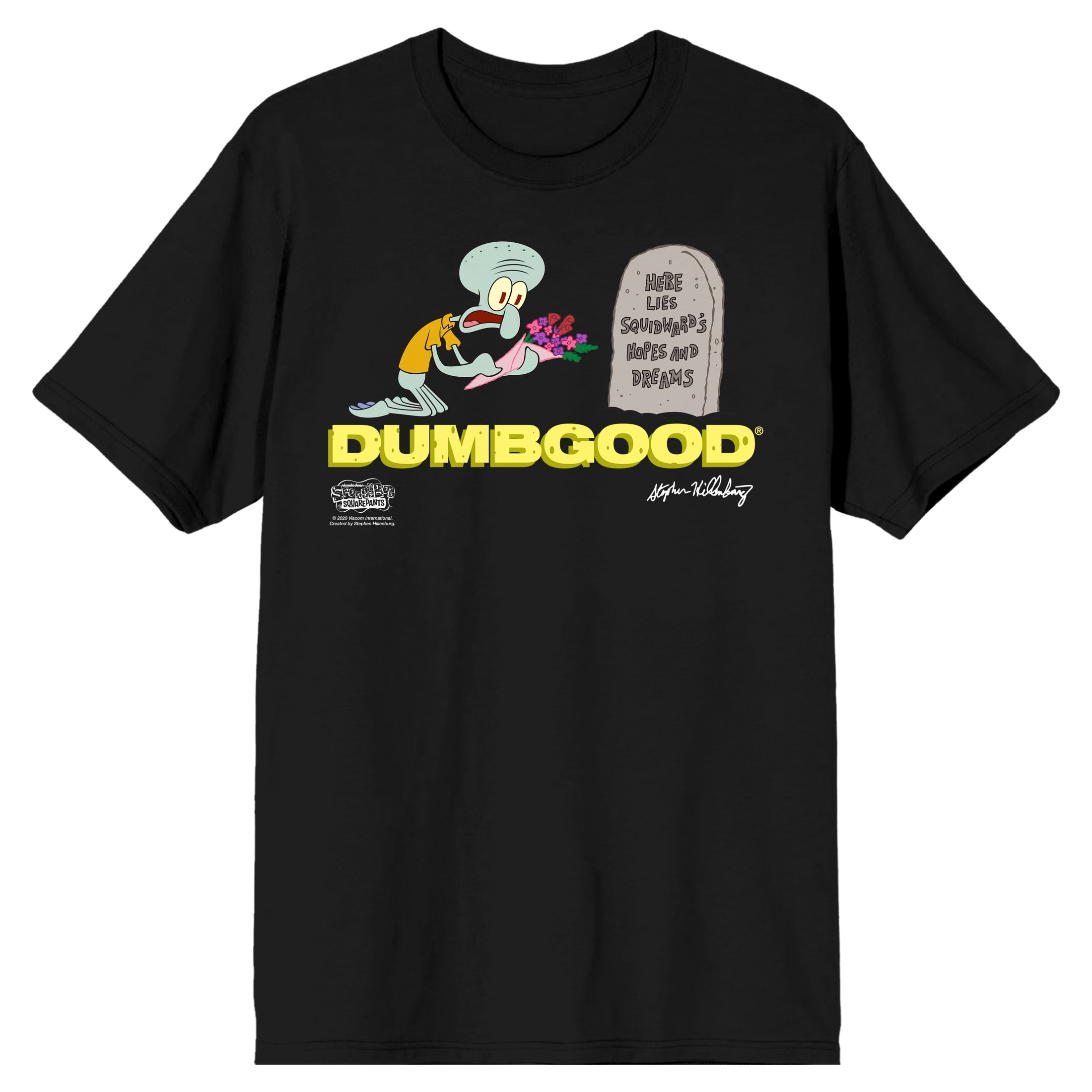 Spongebob Squarepants Squidward Tombstone Crew Neck Short Sleeve Black ...