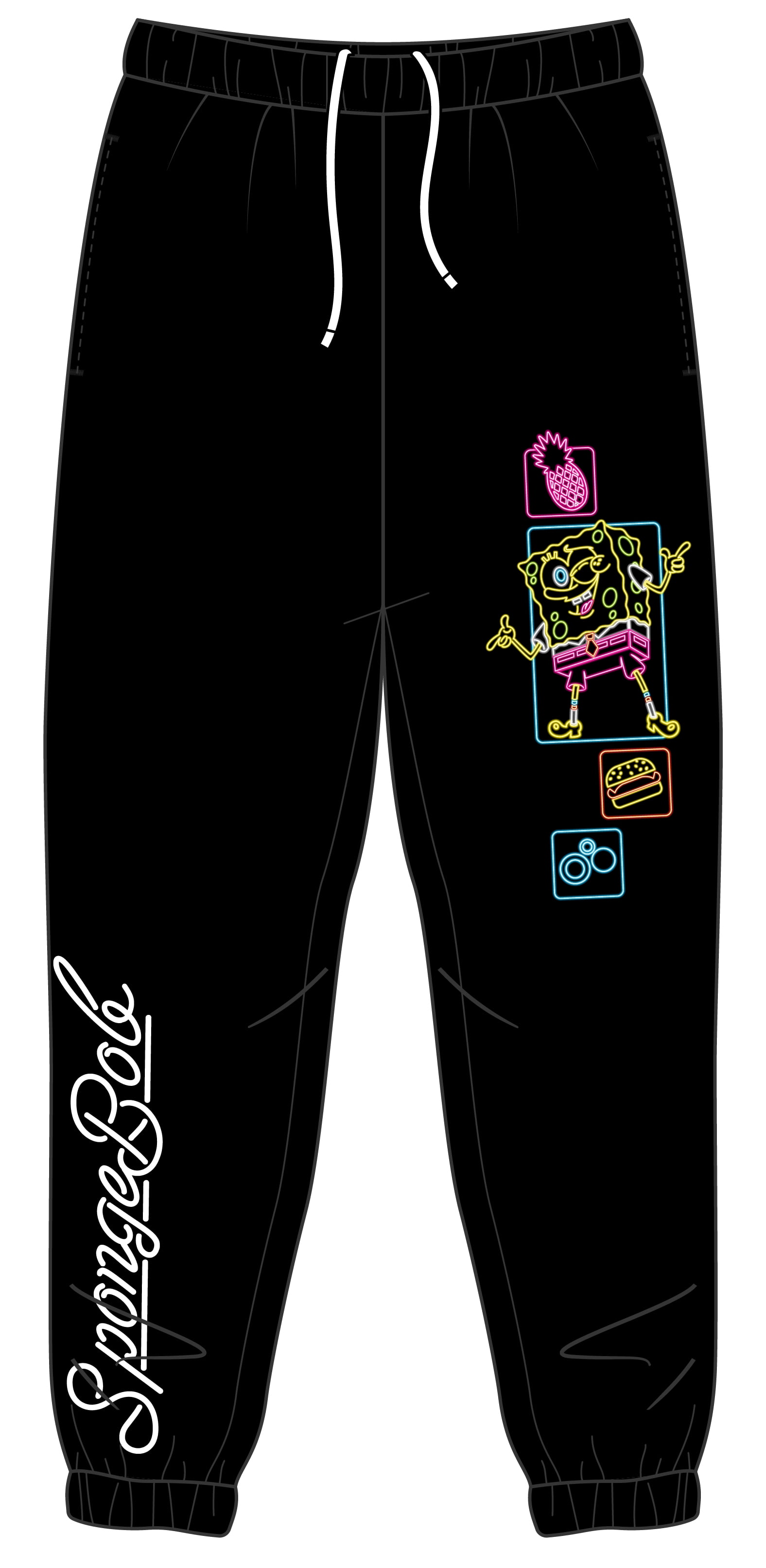 Spongebob Squarepants Vintage Neon Unisex Adult Black Graphic ...