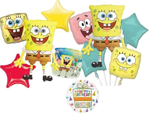 Spongebob's Birthday Party Supplies Ultimate 11pc Balloon Bouquet ...