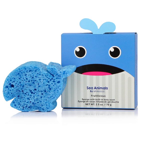 SPONGELLÉ Sea Animals, Kids Cleansing Sponge with Built-In Body Wash ...