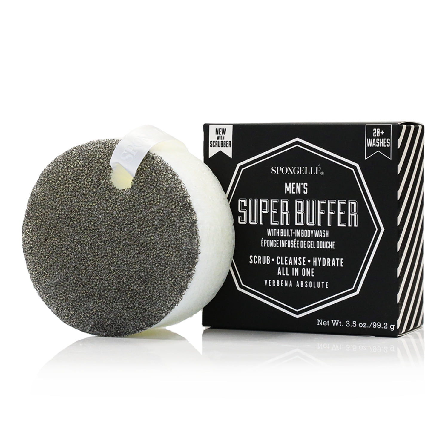 SPONGELLÉ Men's Extreme Buffer Body Wash Soap Sponge, All-in-One Shower Treatment, 3.5 oz ...