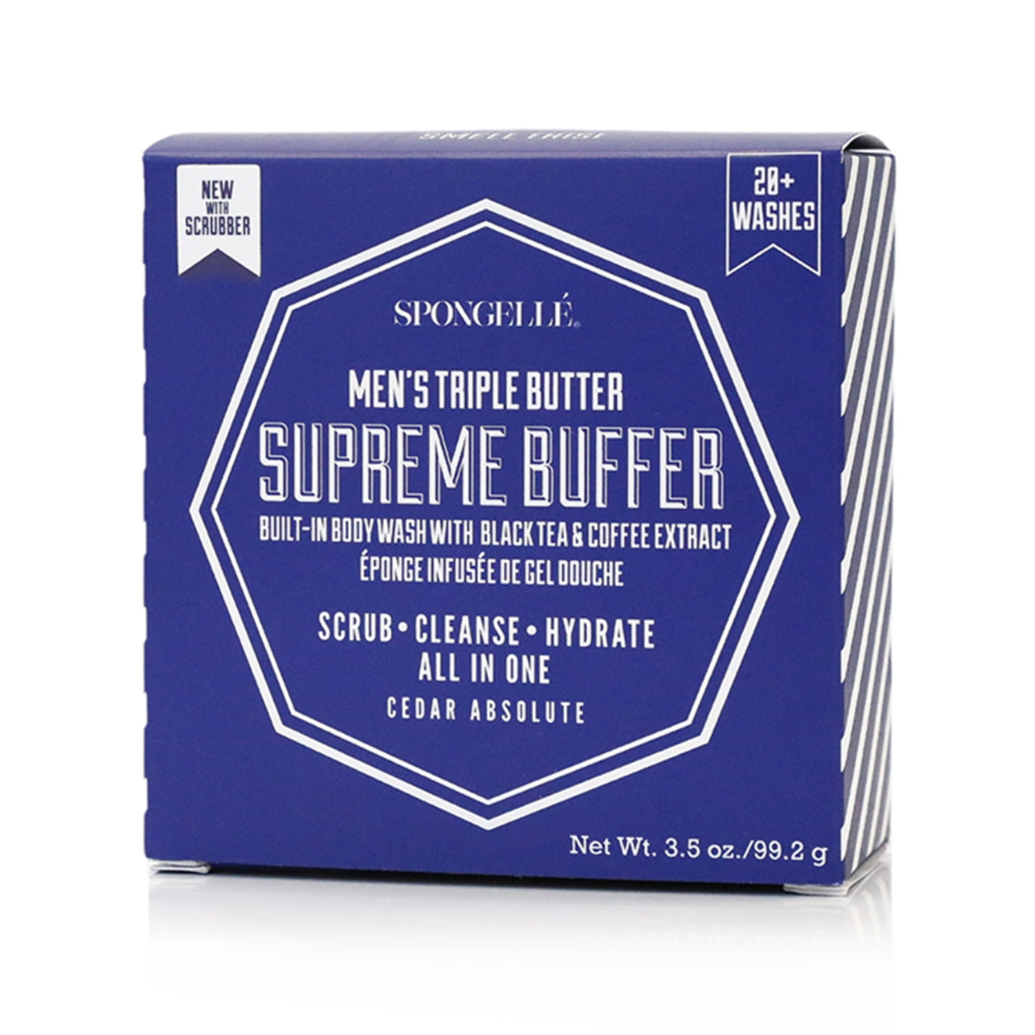 Spongellé Men's Triple Butter Supreme Body Wash Infused Buffer, Cedar ...