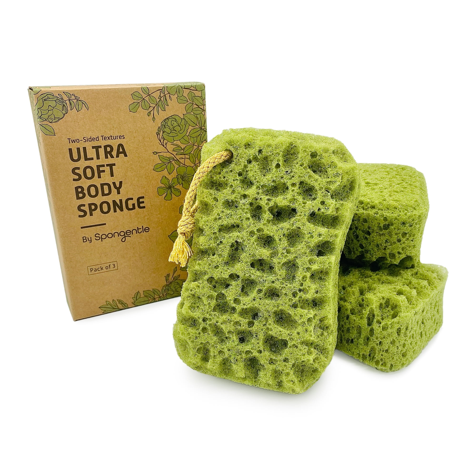 Spongentle 3-Pack Dual Texture Body Sponge: Deep Cleansing and Gentle ...