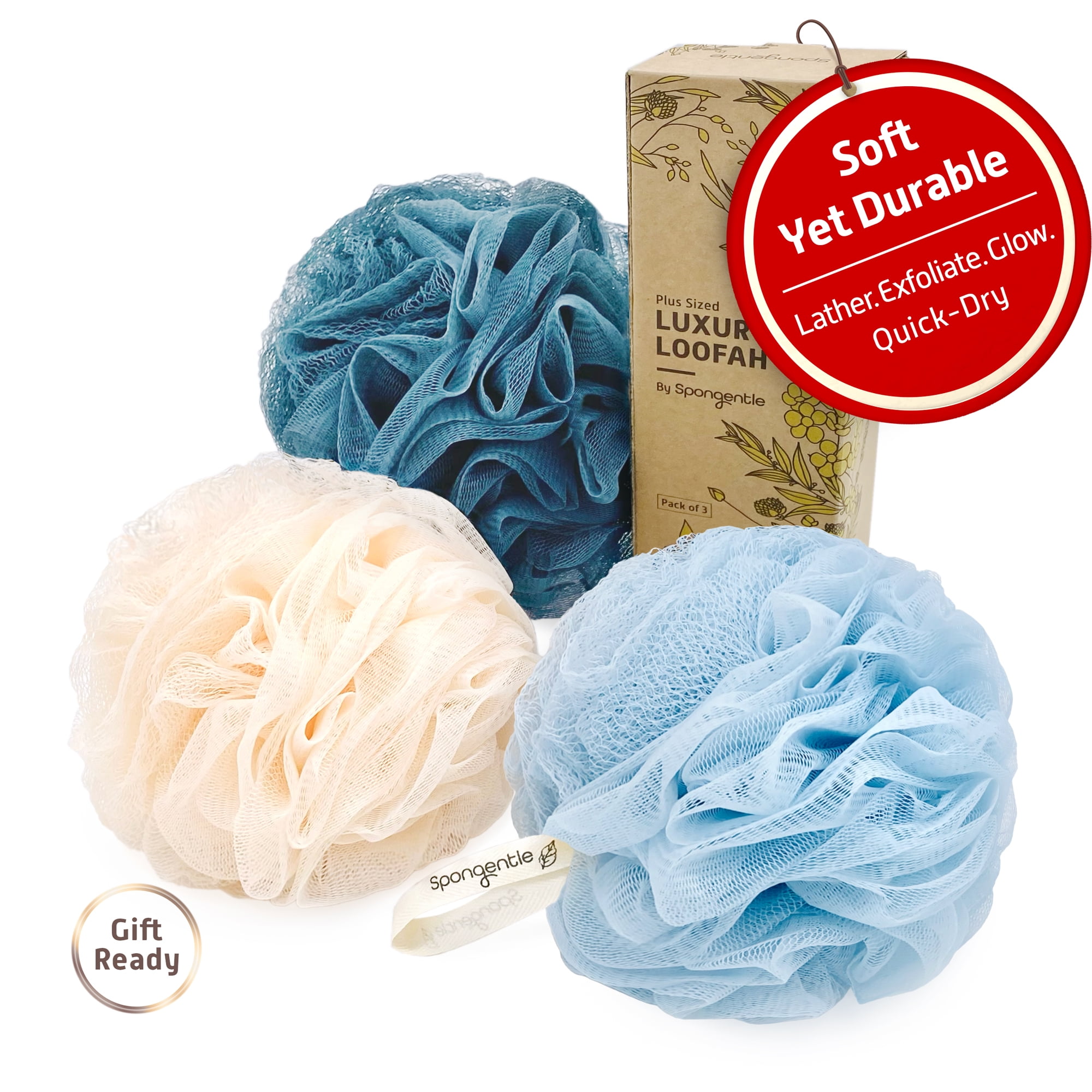 Spongentle Loofah Bath Sponge Loofa Body Sponge Shower, Exfoliating ...