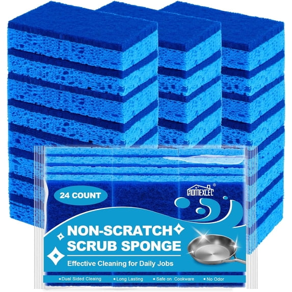 Sponges Kitchen 24pcs, Non-Scratch Scrub Dish Sponge Safe on Non-Stick ...
